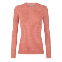 Rundhalspullover FELIX HARDY "Zopfmuster Pullover mit Rundhals", Damen, Gr. S, granatapfel, 100% Baumwolle, Pullover Rundhalspullover