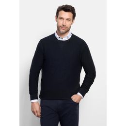 Strickpullover OLYMP "OLYMP Casual Strick", Herren, Gr. L, marine, 100% Baumwolle, Pullover Strickpullover