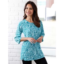 Longshirt "Longshirt", Damen, Gr. 40, blau (aquamarin, bedruckt), 100% Baumwolle, gemustert, Rundhals, Shirts Longshirt