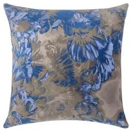 Dekokissen Pad "ROMANCE FLOWER", braun, blau, B:45cm L:45cm, Polyester, Dekokissen_Sitzkissen_Kissenh&uuml;llen, Made in Europe