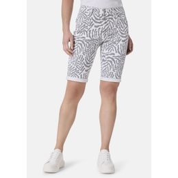 Bermudas STOOKER WOMEN "KORFU Print Bermuda Boyfriend Fit Jeans", Damen, Gr. 44, wei&szlig; (wei&szlig; botanical aop), Denim/Jeans, 97% Baumwolle, 3% Elasthan, eng kurz, Hosen Bermudas, Bermuda 5-Pocket Boyfriend Fit Power Stretch f&uuml;r Damen