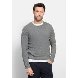 Strickpullover OLYMP "OLYMP Casual Strick", Herren, Gr. M, silbergrau, 100% Baumwolle, Pullover Strickpullover