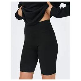 Trainingsshorts Only Play "ONPNOON LIFE HW CITY JRS SHORTS NOOS", Damen, Gr. XS (34), N-Gr, schwarz, Jersey, Obermaterial: 92% Baumwolle, 8% Elasthan, unifarben, slim fit, Hosen, mit reflektierenden Details