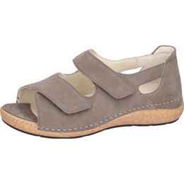 Waldl&auml;ufer Sandale WALDL&Auml;UFER "K-Heliett", Damen, Gr. 5 (38), grau (taupe), Nubukleder, Schuhe Sandale, Sommerschuh, Sandalette, Keilabsatz, in Komfortweite K (= extraweit)