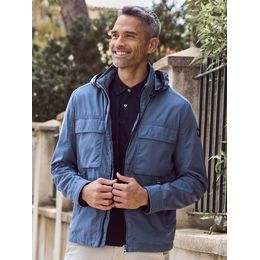 Outdoorjacke Lerros "Shell-Blouson mit abnehmbarer Kapuze", Herren, Gr. S, blau (crispy blau), 75% Baumwolle, 25% Polyamid, Jacken Outdoorjacke