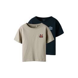 name it T-Shirt 'NMMFRANK' Jungen Gr&ouml;&szlig;e 122/128 navy / greige