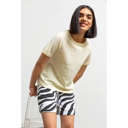 Rundhalsshirt SENSES.THE LABEL, Damen, Gr. M, buttergelb, Single Jersey, Material: 100% Baumwolle, unifarben, slim fit normal, Rundhals, Raglan&auml;rmel gerader Abschluss, Shirts Rundhalsshirt, aus Baumwolle