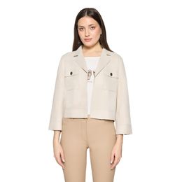 Jackenblazer Betty Barclay "Damen mit 3/4 Arm", Damen, Gr. 44, beige, Samt, Obermaterial: 92% Polyester, 8% Elasthan, gerade normal, Blazer