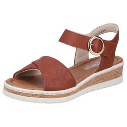 Keilsandalette Rieker, Damen, Gr. 38, cognac, Lederimitat, unifarben, Schuhe, Sommerschuh, Keilsandalette mit Klett