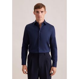 Businesshemd Seidensticker "Schwarze Rose", Herren, Gr. M (40), normale &Auml;rmell&auml;ngen, dunkelblau, 100% Baumwolle, unifarben, tailored fit, 2-Knopf-Manschette, Hemden, Shaped 1/1 Kentkragen Uni