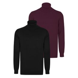 Rollkragenpullover FELIX HARDY "Rollkragenpullover 2er-Pack", Herren, Gr. M, schwarz, bordeaux, 100% Baumwolle, Pullover Rollkragenpullover