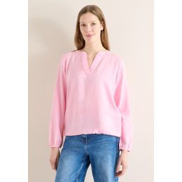 Langarmbluse Cecil, Damen, Gr. L (42), light blush rose, Stoff, 100% Viskose, unifarben, klassisch normal, Rundhals, elastischer Bund, Blusen, mit geschlitztem Rundhalsausschnitt