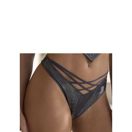 String Vivance, Damen, Gr. 36/38, schwarz (schwarz, metallic), Microfaser, Obermaterial: 70% Polyamid, 30% Elasthan, Unterhosen String, mit verf&uuml;hrerischem B&auml;nderdetail
