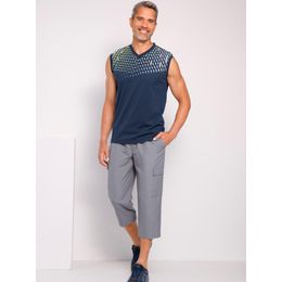 V-Shirt CLASSIC "Achselshirt", Herren, Gr. 48/50, blau (dunkelblau), 100% Baumwolle, gemustert, V-Ausschnitt, Shirts