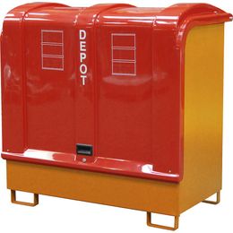 eurokraft pro Gefahrstoffdepot mit GfK-Haube, f&uuml;r 2 x 200-l-F&auml;sser, lackiert