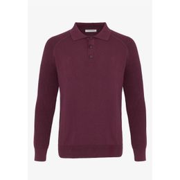 Polokragenpullover FELIX HARDY "Pullover mit Polo-Kragen", Herren, Gr. M, bordeaux, 100% Baumwolle, Pullover