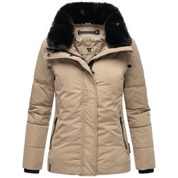 Winterjacke Navahoo "Frostii XIV", Damen, Gr. S (36), grau (taupe), Obermaterial: 100% Polyester. Futter: 100% Polyester. Wattierung: 100% Polyester. &Auml;rmelfutter: 100% Polyester, gerade h&uuml;ftbedeckend, hoch geschlossener Ausschnitt, eng Rippstrickb&uuml;ndchen, Jacken Winterjacke, modische Damen Winter Steppjacke mit Kunstfellkragen