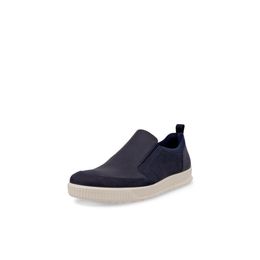 Slip-On Sneaker Ecco "BYWAY", Herren, Gr. 49, blau (marine), Leder, Schuhe, Slipper, Schlupfschuh, Halbschuh mit seitlichem Stretch