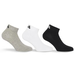 Kurzsocken Fila "UNISEX INVISIBLE PLAIN SOCKS", Herren, Gr. 39-42, schwarz (schwarz, grau, wei&szlig;), Baumwolle, Elasthan, Polyester, bedruckt, unifarben, elastisch, Socken, mit Logostickerei
