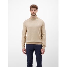 Rollkragenpullover Lerros "Herren Rollkragen-Strickpullover", Herren, Gr. XXL, tender beige melange, 100% Baumwolle, ohne Ausschnitt, Pullover Rollkragenpullover