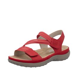 Riemchensandale Rieker, Damen, Gr. 36, rot, Nubuklederimitat, Schuhe Riemchensandale, Sommerschuh, Sandalette, Keilabsatz, mit Gummiz&uuml;gen, Topseller