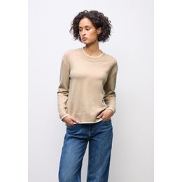 Strickpullover Street One, Damen, Gr. 38, sanded beige meliert, Stoff, 30% Polyester, 29% Polyacryl, 21% Viskose, 20% Nylon, unifarben, regular fit normal, Rundhals, B&uuml;ndchen, Pullover Strickpullover, mit Materialmix
