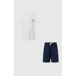 T-Shirt & Shorts Champion "Graphic T-Shirt and Shorts Set", Jungen, Gr. S (128/134), wht, nava, Obermaterial: 100% Baumwolle, KOB Set-Artikel, f&uuml;r sportliche Aktivit&auml;ten, leichtes Tragegef&uuml;hl