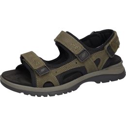 Waldl&auml;ufer Trekkingsandale WALDL&Auml;UFER "H-TARO", Herren, Gr. 8,5 (42,5), oliv, schwarz, Nubukleder, Textil, unifarben mit Farbeinsatz, Schuhe, Outdoorsandale, Klettsandale in Komfortweite H (= sehr weit)