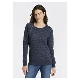 Sweatshirt Ragwear "DARIA ZIG ZAG O", Damen, Gr. M, navy, Sweatware, Obermaterial: 65% Baumwolle, 35% Polyester, gemustert, normal, Rundhals, Rippb&uuml;ndchen, Sweatshirts Sweatshirt, mit Zierkn&ouml;pfen am Ausschnitt