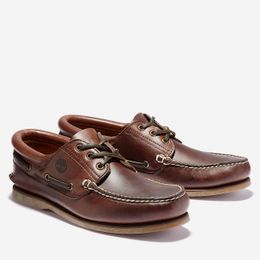 Bootsschuh Timberland "CLASSIC BOAT 3 EYE PADDED COLLAR", Herren, Gr. 41, braun, Leder, Schuhe Bootsschuh, Classic Bootsschuh aus Timberland Premium Leder