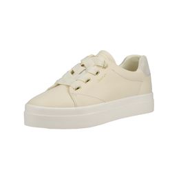 Plateausneaker Gant "Gant Sneaker Leder", Damen, Gr. 38, cream, Leder, Schuhe Plateausneaker