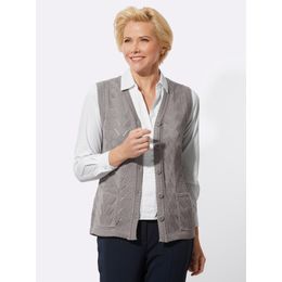 Strickweste CLASSIC, Damen, Gr. 46, grau (steingrau), 100% Polyacryl, unifarben, Westen Strickweste