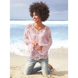 Spitzenshirt Heine "Shirt", Damen, Gr. 38, rosa (hellros&eacute;), 100% Baumwolle, unifarben, Rundhals, Shirts