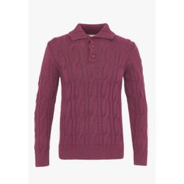 Polokragenpullover FELIX HARDY "Pullover mit Polo-Kragen", Herren, Gr. L, bordeaux, 100% Baumwolle, Pullover