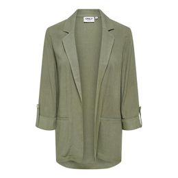 Longblazer Only "ONLSIESTA 3/4 OPEN LIN BL BLAZE TLR NOOS", Damen, Gr. 40, deep lichen gr&uuml;n, Web, Obermaterial: 80% Viskose, 20% Leinen, unifarben, loose fit h&uuml;ftbedeckend, V-Ausschnitt, Blazer Longblazer
