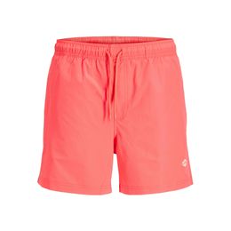 Jack & Jones PlusSize Badeshorts "JPSTMAUI TROPIC SOLID SWIM SHORTS PLS", Herren, Gr. 46, N-Gr, hot coral, Polyester, JACK & JONES PLUSSIZE, unifarben, Badehosen Badeshorts