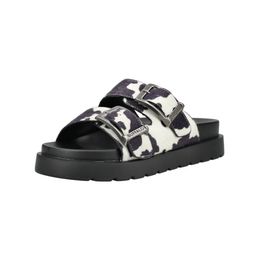 Pantolette Buffalo "Buffalo Pantoletten Textil", Damen, Gr. 37, schwarz, wei&szlig;, Textil, Schuhe Pantolette