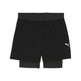 Trainingsshorts Puma "Dreamrun 2-in-1 dryCELL 5" Laufshorts Herren", Herren, Gr. M, Normalgr&ouml;&szlig;en, schwarz, Obermaterial: 88% Polyester, 12% Elasthan. Innenmaterial: 26% Elasthan, 74% Polyester. Taschenfutter: 100% Polyester. Unterer Bund: 74% Polyester, 26% Elasthan. R&uuml;cktaschenbeutel: 100% Polyester, regular fit, Hosen