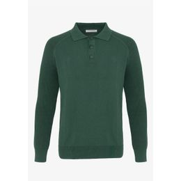 Polokragenpullover FELIX HARDY "Pullover mit Polo-Kragen", Herren, Gr. L, dunkelgr&uuml;n, 100% Baumwolle, Pullover
