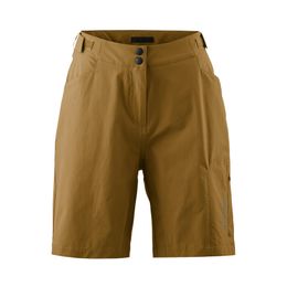 Fahrradhose Gonso "Adventure Shorts W", Damen, Gr. 34, Normalgr&ouml;&szlig;en, hellbraun, 90% Polyamid, 10% Elasthan, Hosen Fahrradhose, Damen Radhose mit einkn&ouml;pfbarer Radunterhose mit Sitzpolster