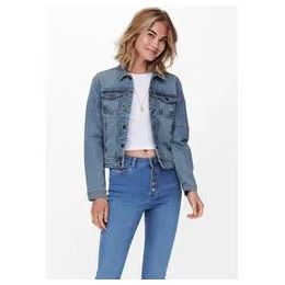 Jeansjacke Only "ONLWESTA LS DNM JACKET CC PIM100221", Damen, Gr. 42 (XL), blau (light blau denim), Denim/Jeans, Obermaterial: 75% Baumwolle, 24% Polyester, 1% Elasthan, unifarben, normal, Jacken Jeansjacke