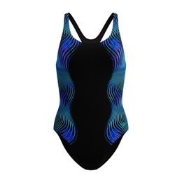 Badeanzug Speedo "ENG PRINT MEDALIST", Damen, Gr. 40, N-Gr, blk, Obermaterial: 100% Polyester, Badeanz&uuml;ge Badeanzug