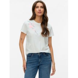 V&eacute;ro Moda Kurzarmshirt VERO MODA "VMGLOW SS TOP BOX JRS", Damen, Gr. XS, snow wei&szlig; print:chintz rose flowers, Jersey, Obermaterial: 100% Baumwolle, bedruckt, normal normal, Rundhals, Shirts, Baumwolle