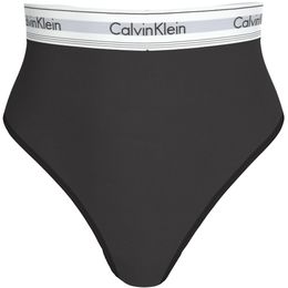 High-Waist-String, Damen, Gr. M (38), schwarz, Jersey, Obermaterial: 53% Baumwolle, 35% Modal, 12% Elasthan, Calvin Klein Underwear, unifarben, k&ouml;rpernah, Unterhosen High-Waist-String, K&ouml;rpernahe Passform mit elastischem Bund