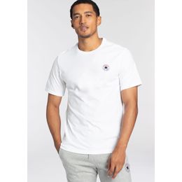 T-Shirt Converse "CORE CHUCK PATCH TEE", Herren, Gr. L, wei&szlig; 10a, Obermaterial: 100% Baumwolle, normal, Rundhals, Shirts T-Shirt, sportliche Passform, Kurzarm, f&uuml;r Alltag, aus Baumwolle