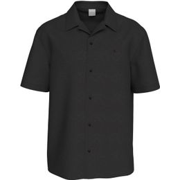 Leinenhemd Calvin Klein "LINEN CLASSIC", Herren, Gr. L, N-Gr, schwarz, Web, Obermaterial: 55% Leinen, 45% Viskose, unifarben, regular fit normal, V-Ausschnitt, abgesteppte Kante, Hemden, Regular Fit, Leinen-Viskosemix