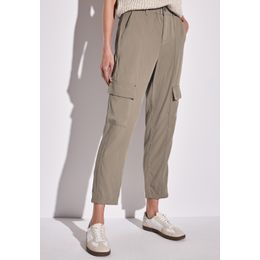 Cargohose Street One, Damen, Gr. 44, L&auml;nge 28, grau (vintage stone), Stoff, 68% Lyocell, 32% Viskose, unifarben, gerade, unten schmal normal, Hosen Cargohose, aus Lyocell