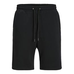 Jack & Jones PlusSize Sweatshorts "JPSTGORDON BRADLEY SWEAT SHORTS MI PLS", Herren, Gr. 46 (6XL), N-Gr, schwarz, angeraute Sweatware, Obermaterial: 65% Polyester, 35% Baumwolle, JACK & JONES PLUSSIZE, unifarben, regular fit ca. Mitte Oberschenkel, Hosen Sweatshorts, mit Kordelzug