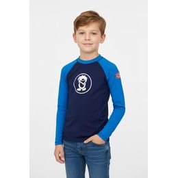 Funktionsshirt Trollkids "KIDS KVALVIKA SHIRT", M&auml;dchen, Gr. 140, blau (navy, medium blau), Obermaterial: 90% Polyester, 10% Elasthan, Rundhals, Shirts Funktionsshirt, Badeshirt mit UV-Schutz