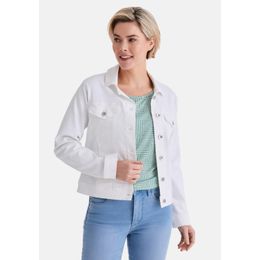 Jeansjacke STOOKER WOMEN "JANINE Jeansjacke mit Stehkragen", Damen, Gr. 44/46, wei&szlig;, Denim/Jeans, 98% Baumwolle, 2% Elasthan, figurbetont, Jacken Jeansjacke, Jeansjacke Figurbetont Casual Clean Wash Baumwollstretch f&uuml;r Damen